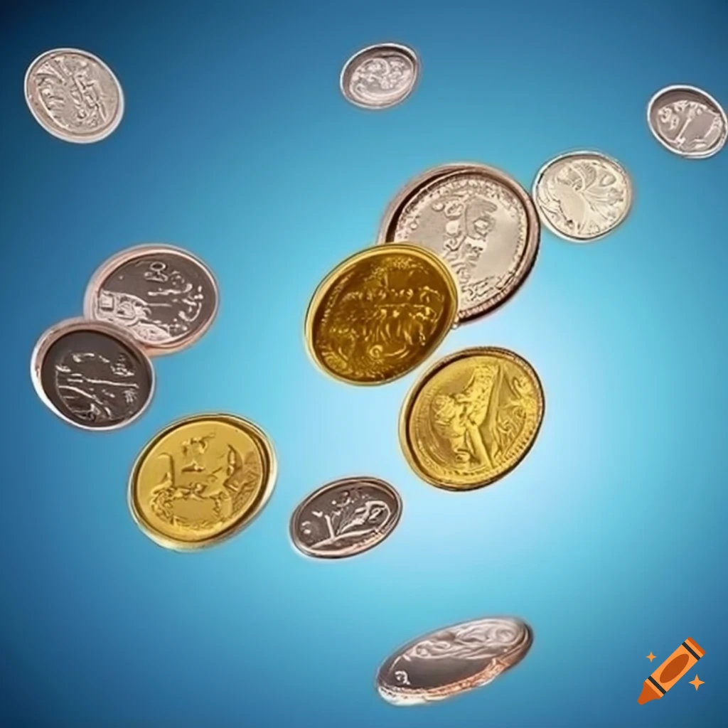 Coins falling from the sky on Craiyon