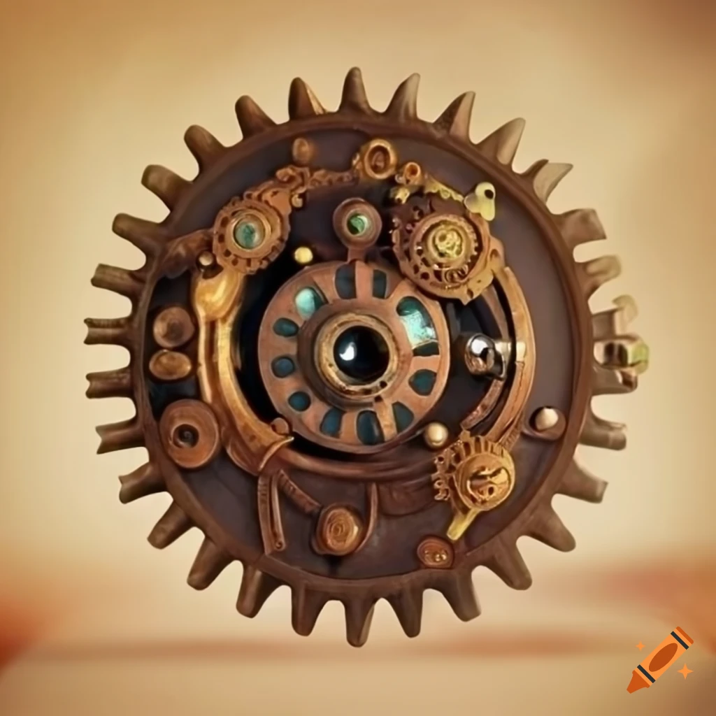 Steampunk gear illustration on Craiyon