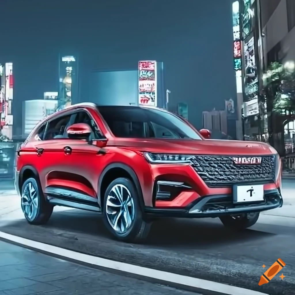 Red haval h6 compact crossover suv at the seoul motor show on Craiyon