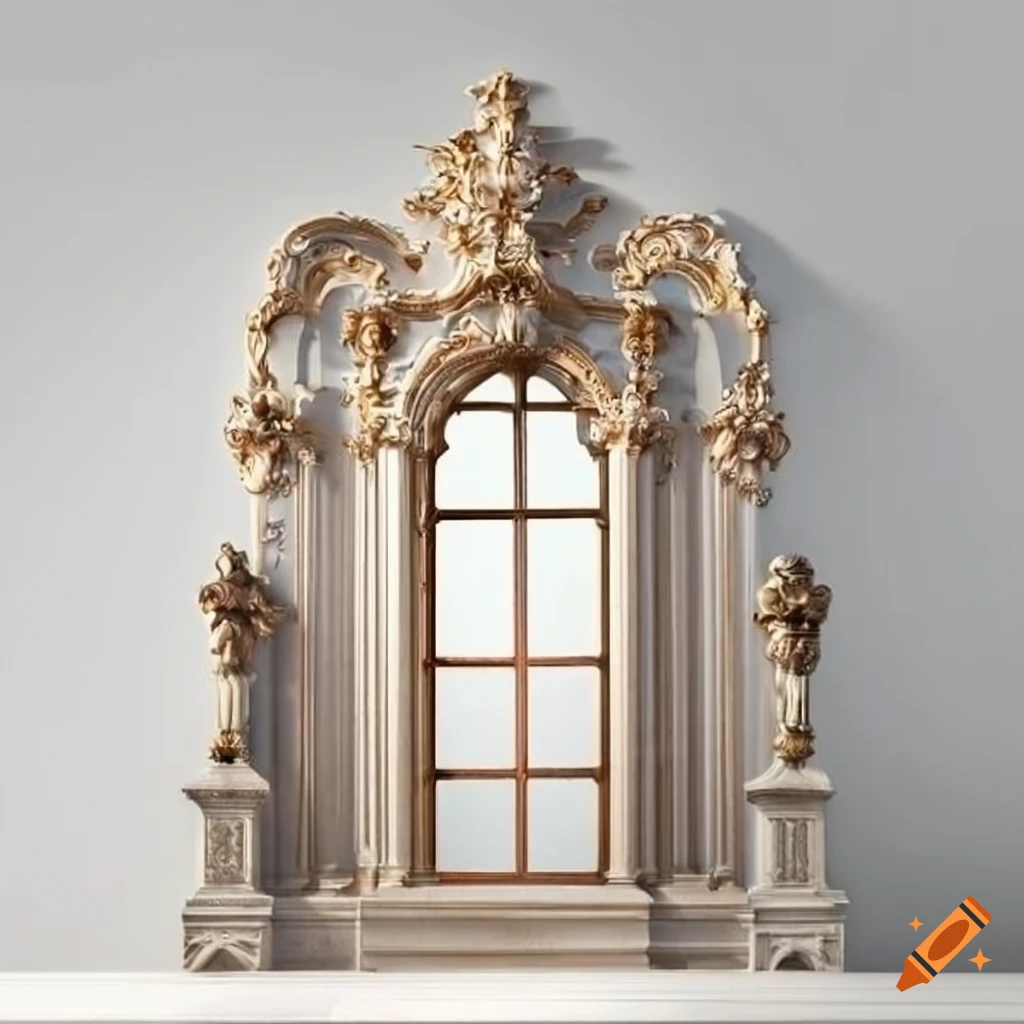 Rococo style art on stairs with altar and pillars on Craiyon