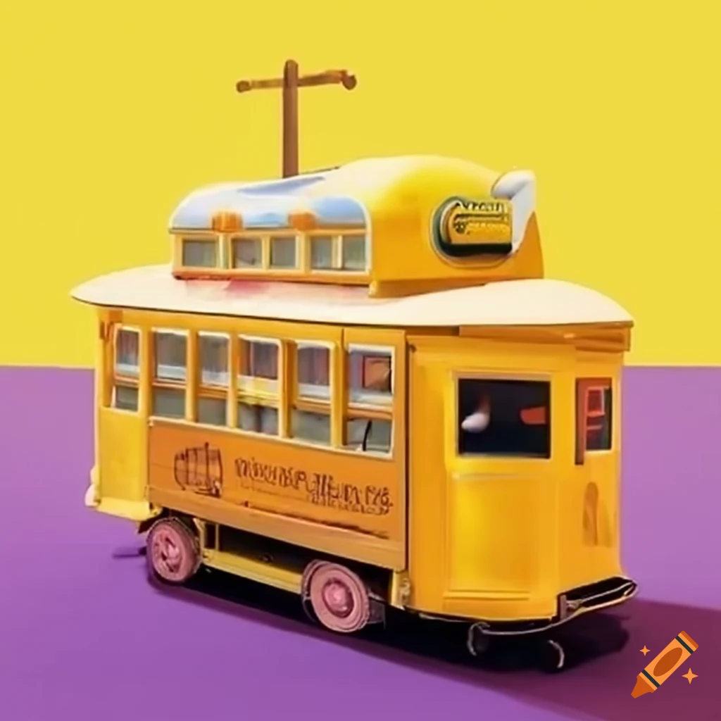 Yellow train sandwich house logo