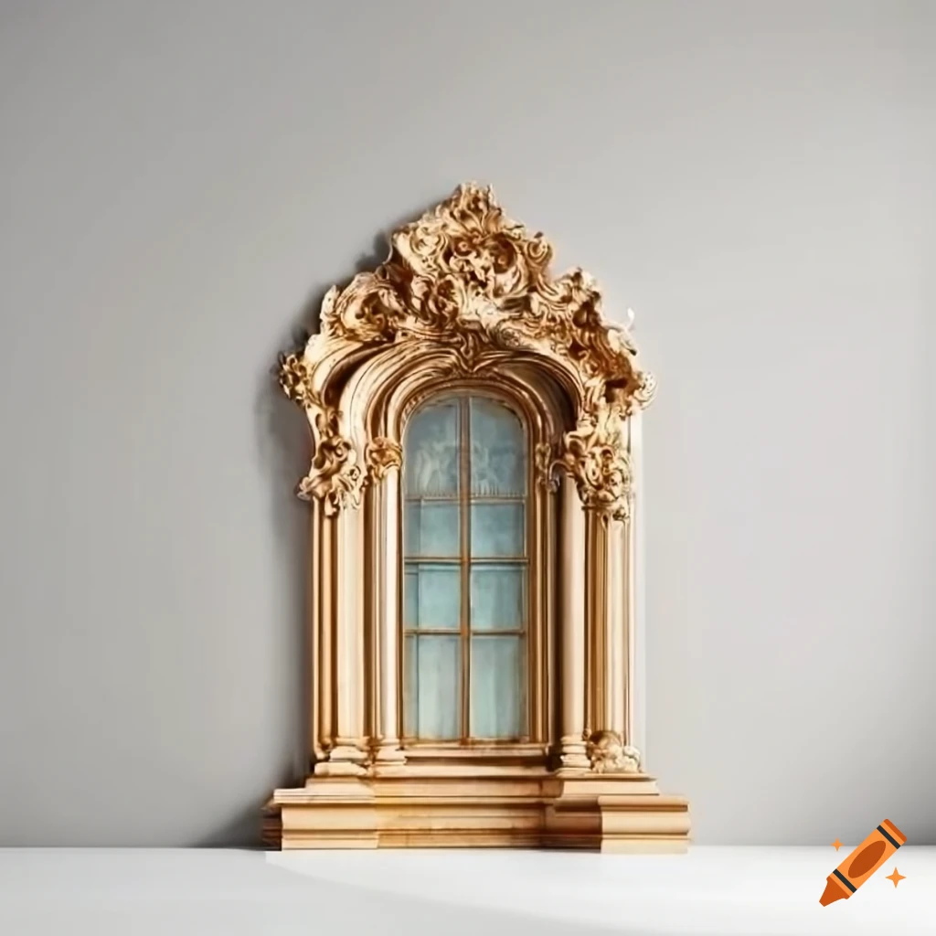 Rococo window pillars and altar on white wall on Craiyon