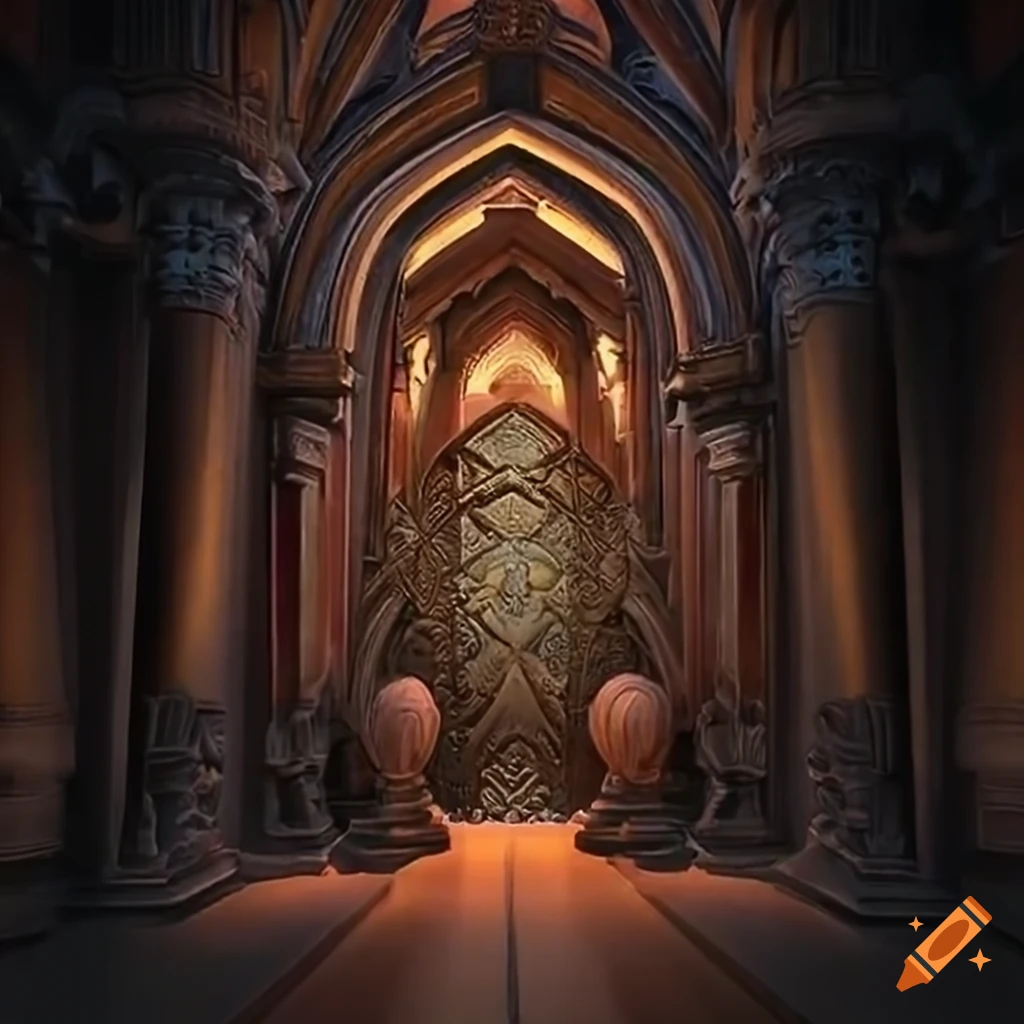 Architectural stave carving artwork with zelda game motif on Craiyon