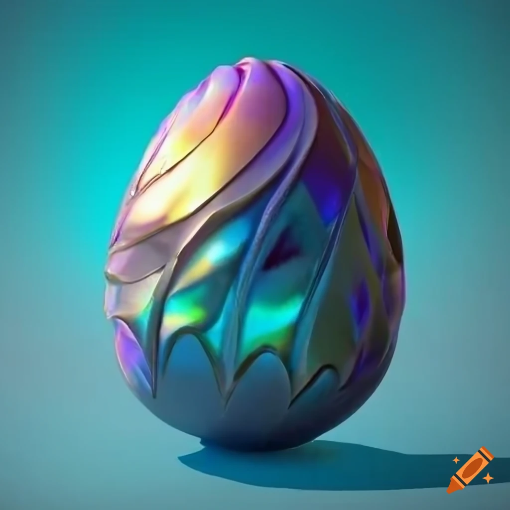 Cgi image of an iridescent dragon egg on Craiyon