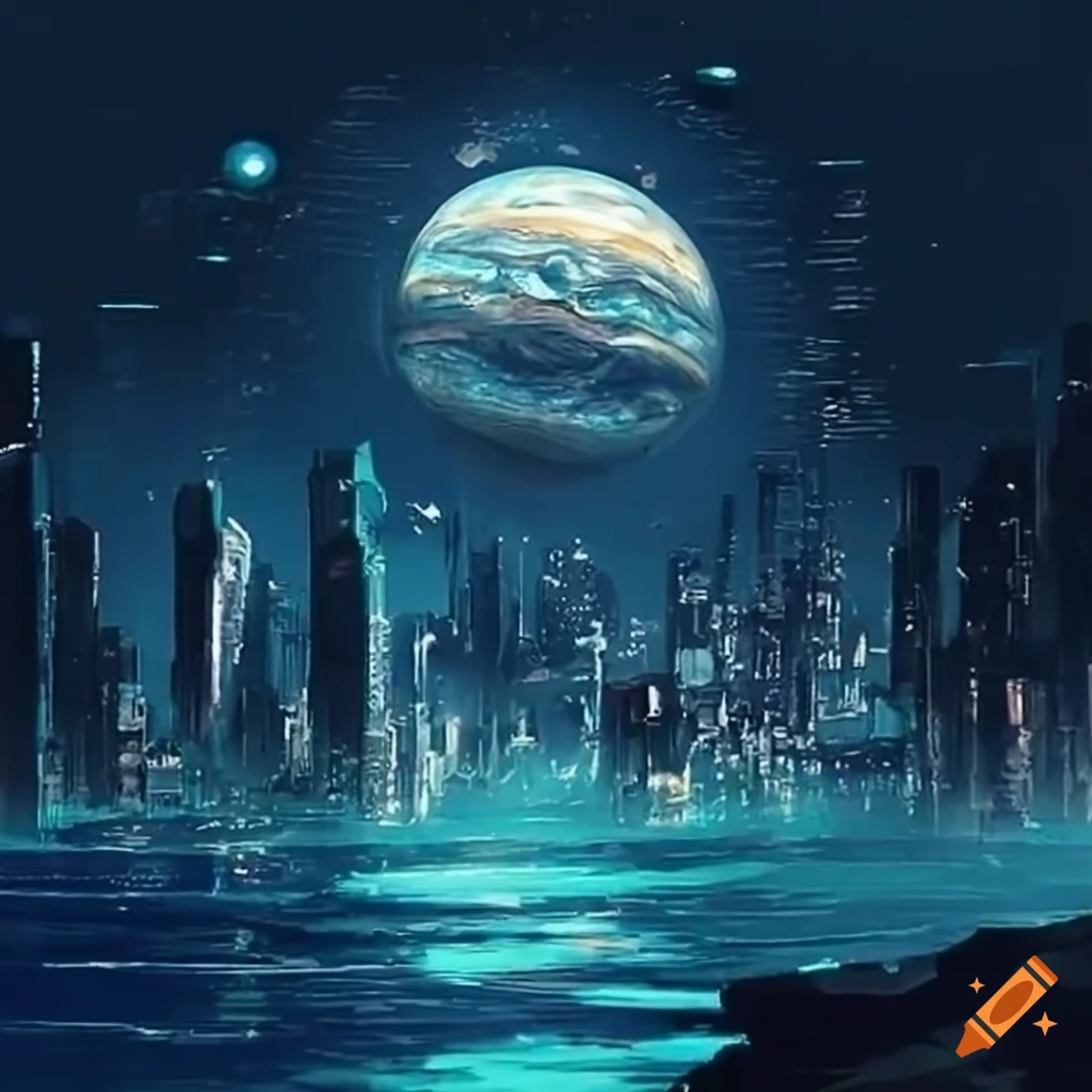 70's science fiction space port with numerous spaceships on Craiyon