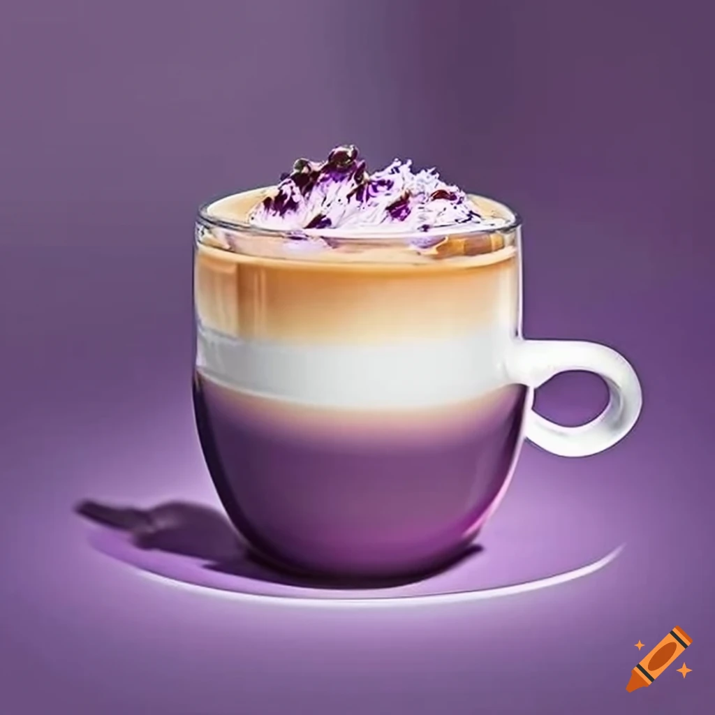 Delicious frothy latte with a touch of purple on Craiyon