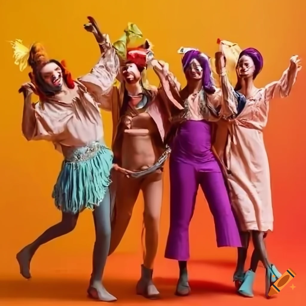 Group Of Friends Celebrating In Colorful Retro Costumes On Craiyon group-of-friends-celebrating-in-colorful-retro-costumes-on-craiyon