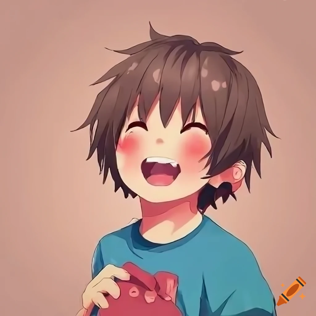 Anime kid suppressing a laugh on Craiyon