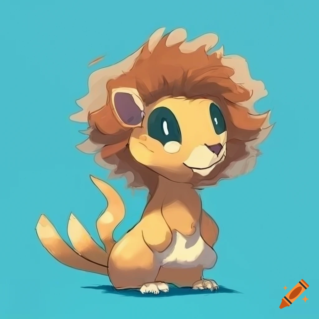 Cute water-type pokémon based on a lion on Craiyon
