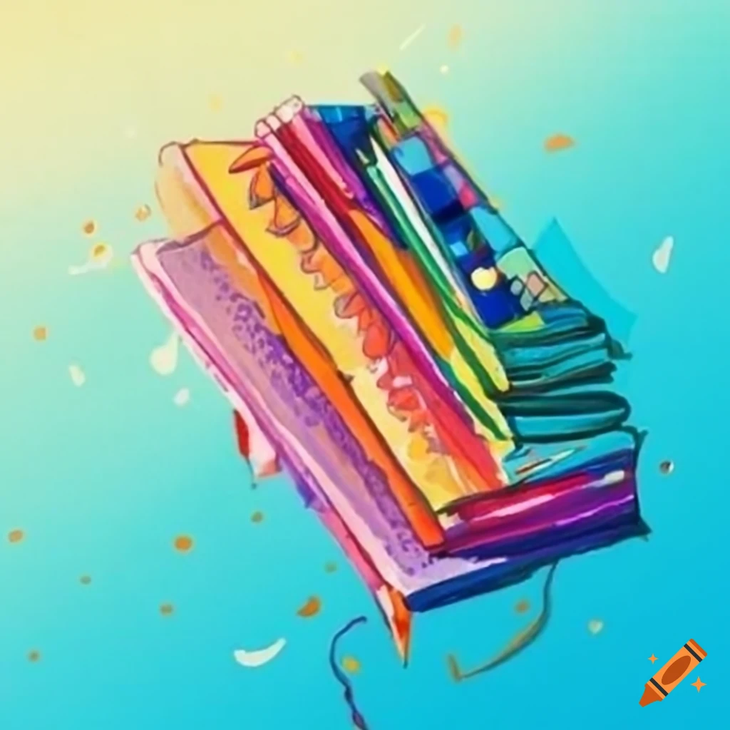 Abstract painting representing the joy of reading fiction books on Craiyon