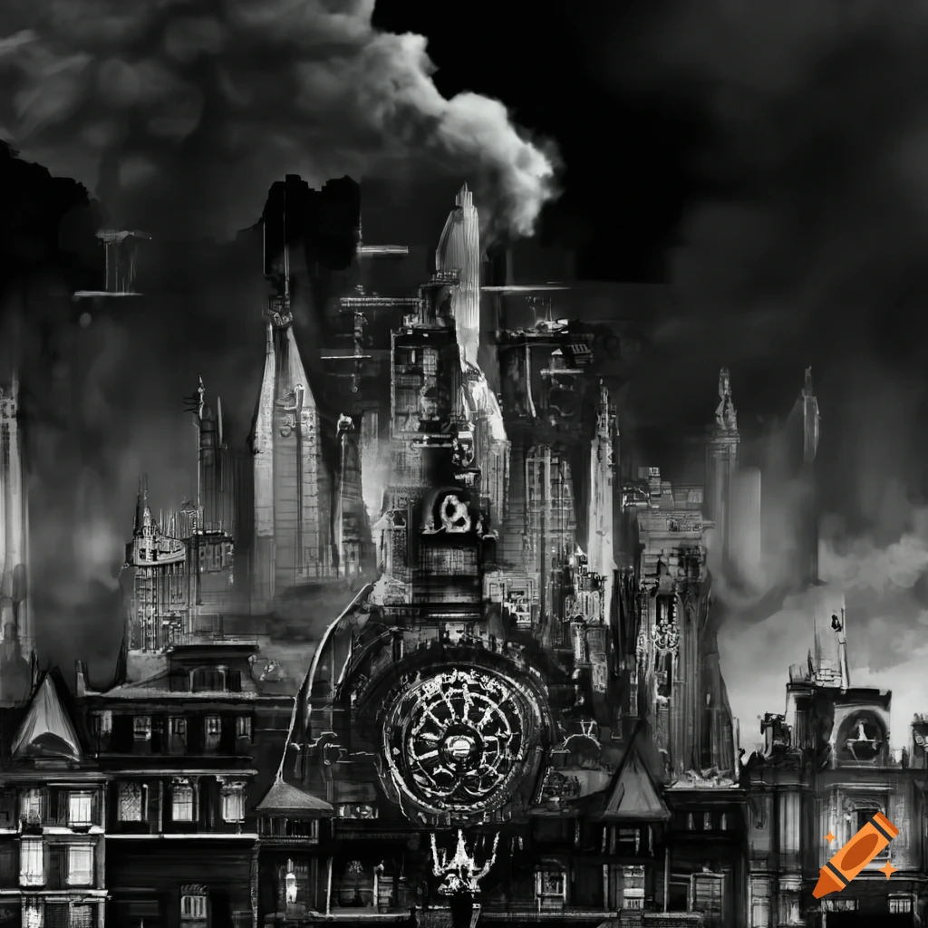 Tim burton inspired city scene on Craiyon