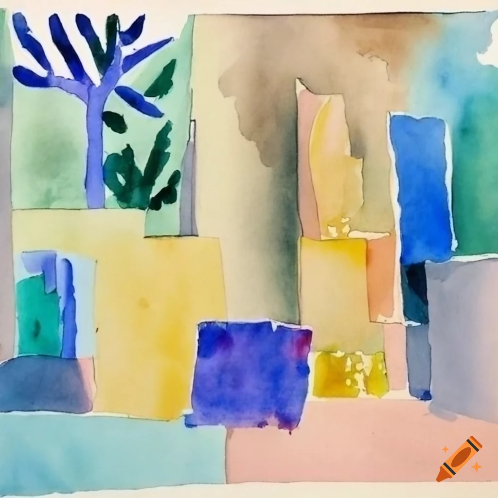 Watercolor painting of a vibrant public square on Craiyon