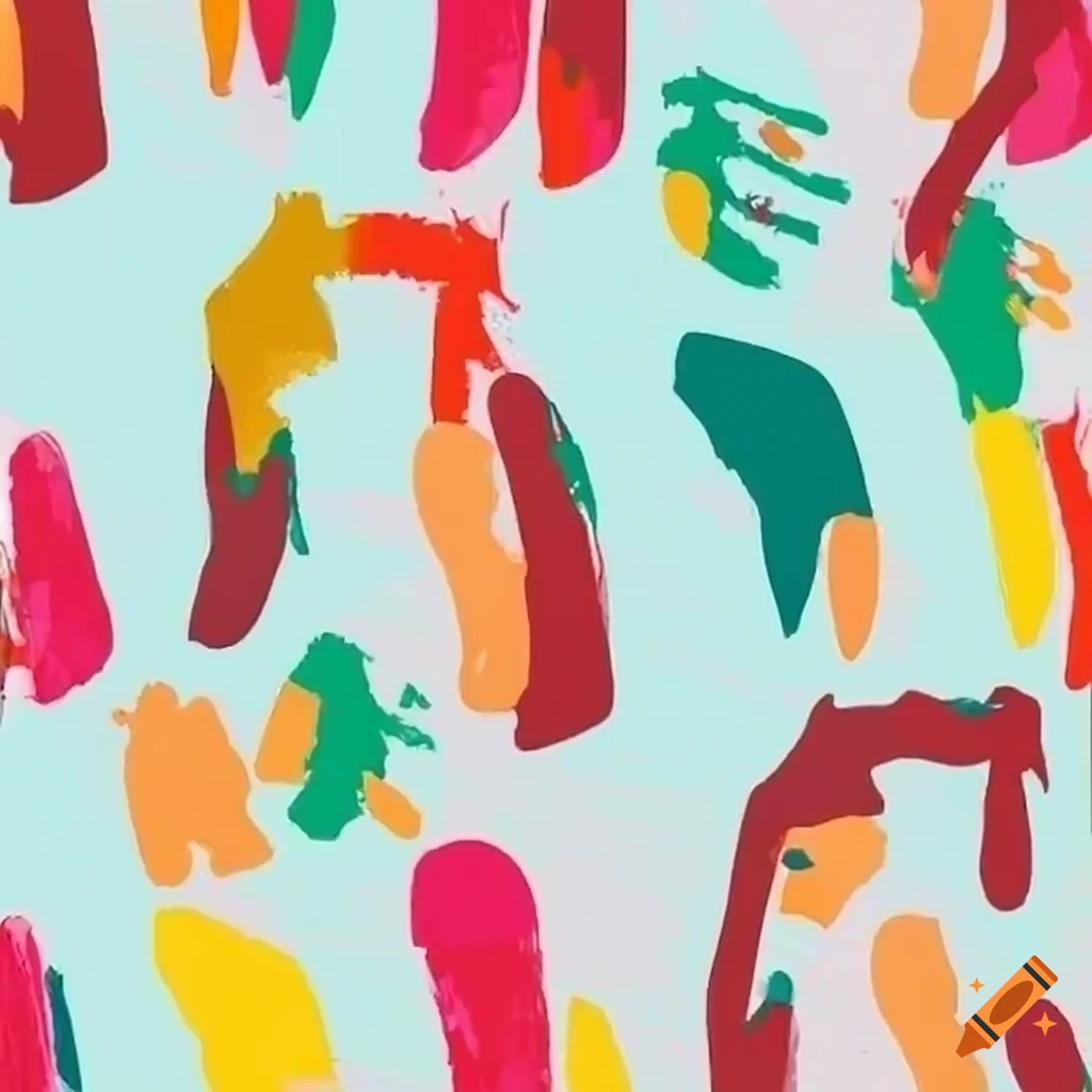 Abstract pattern of reaching hands in two colors