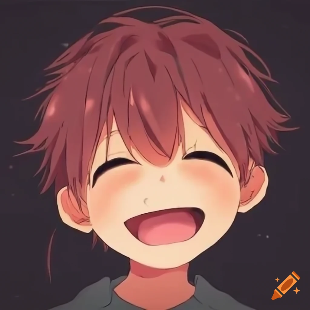 Adorable anime kid trying not to laugh