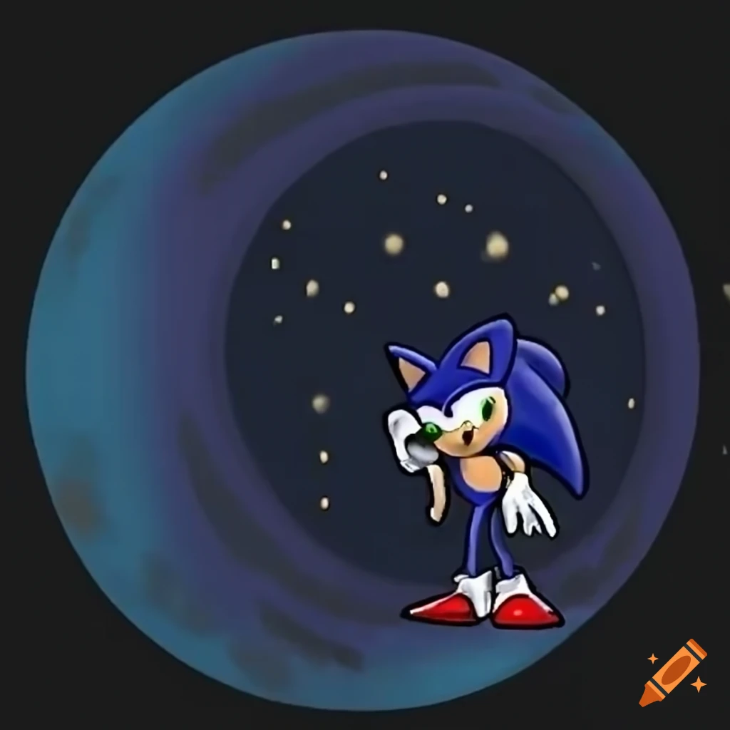 Sonic the hedgehog screaming at the moon on Craiyon