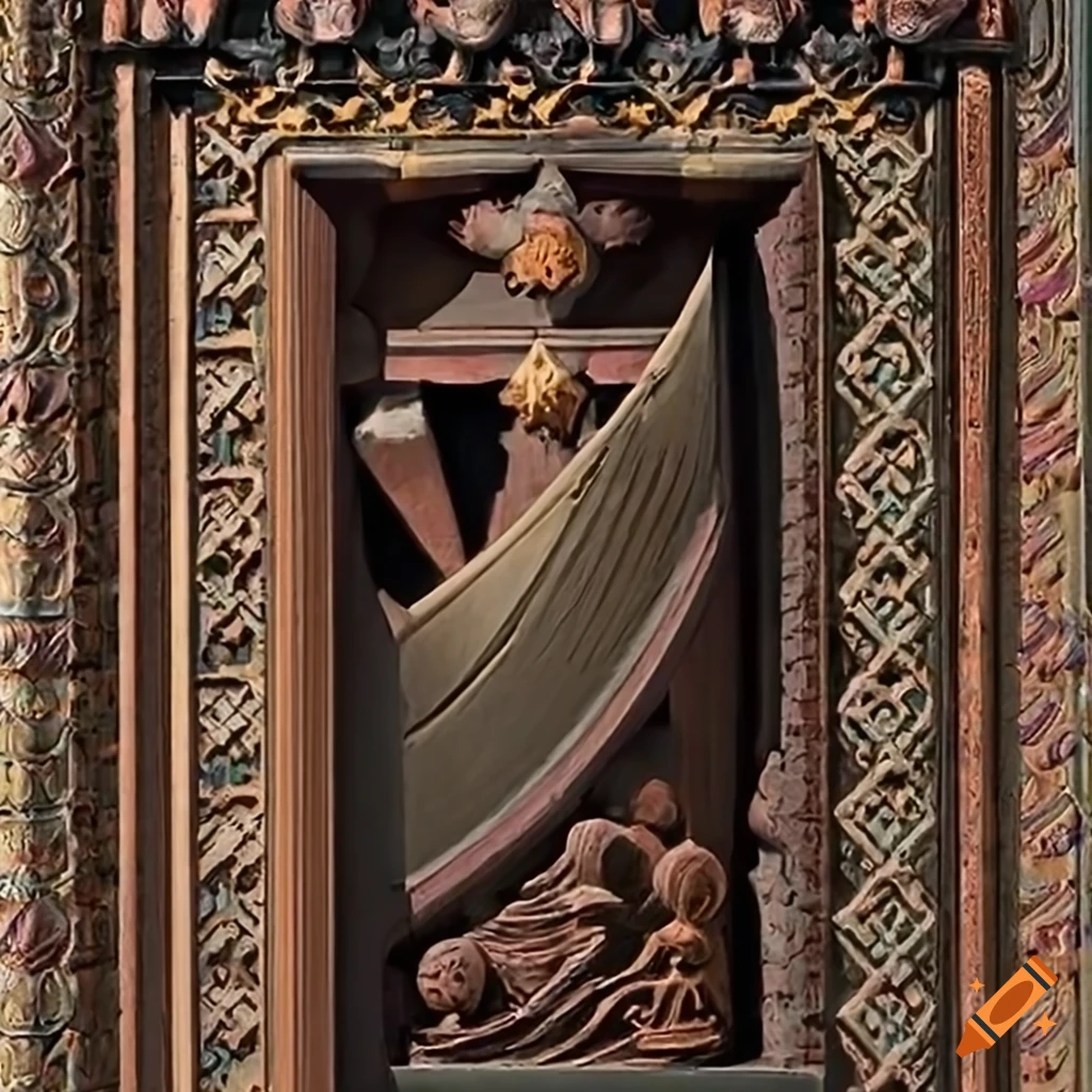 High-definition architectural stave carving artwork