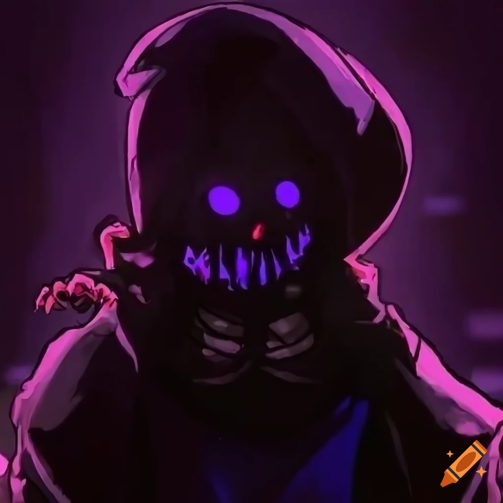 Artwork depicting friday night funkin' nightmares of darkness on Craiyon