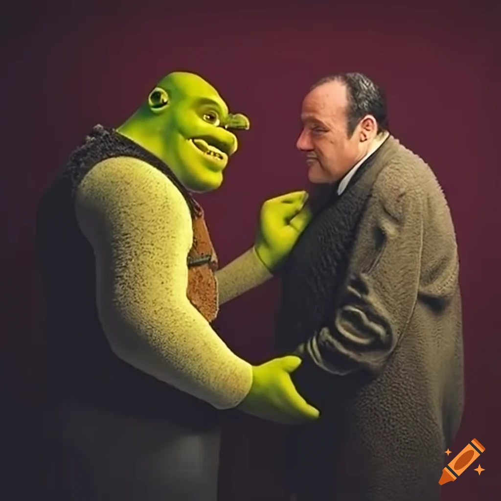 Shrek and tony soprano shaking hands on Craiyon