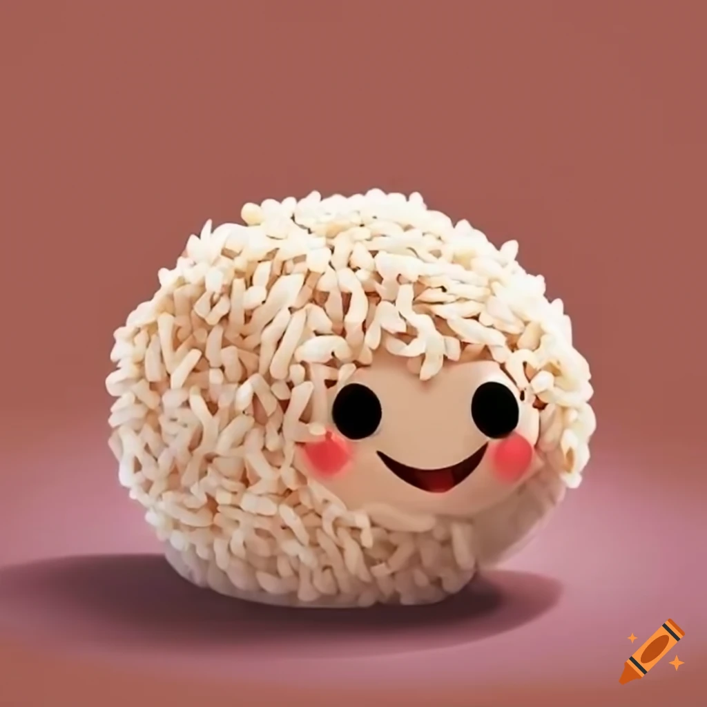 Adorable rice ball with a joyful expression on Craiyon