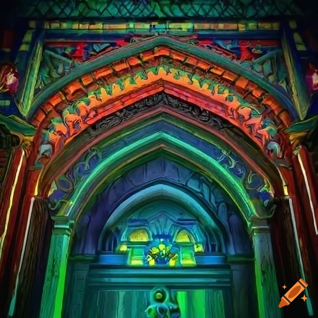 Detailed architectural carving with zelda game motif on Craiyon