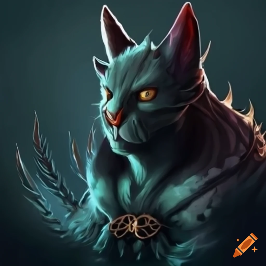 Fantasy artwork of a dragon cat on Craiyon