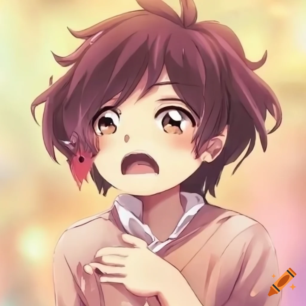Adorable anime kid with blushing cheeks on Craiyon