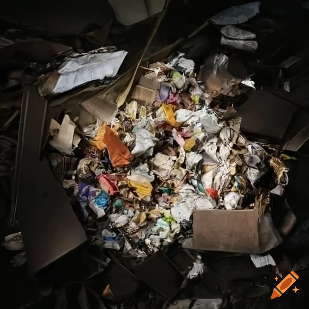 Realistic depiction of waste and recycling materials on Craiyon