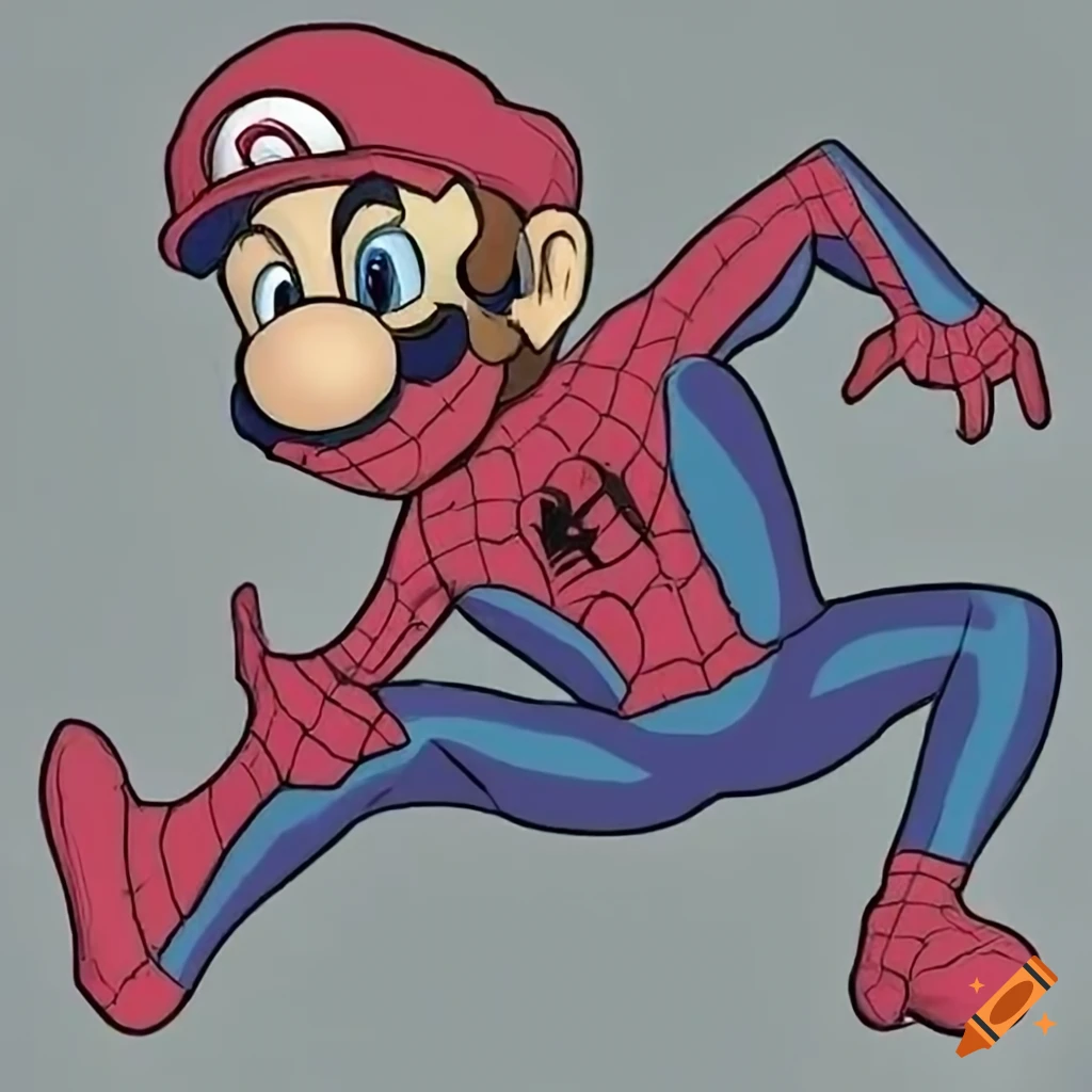 Spiderman and mario crossover on Craiyon