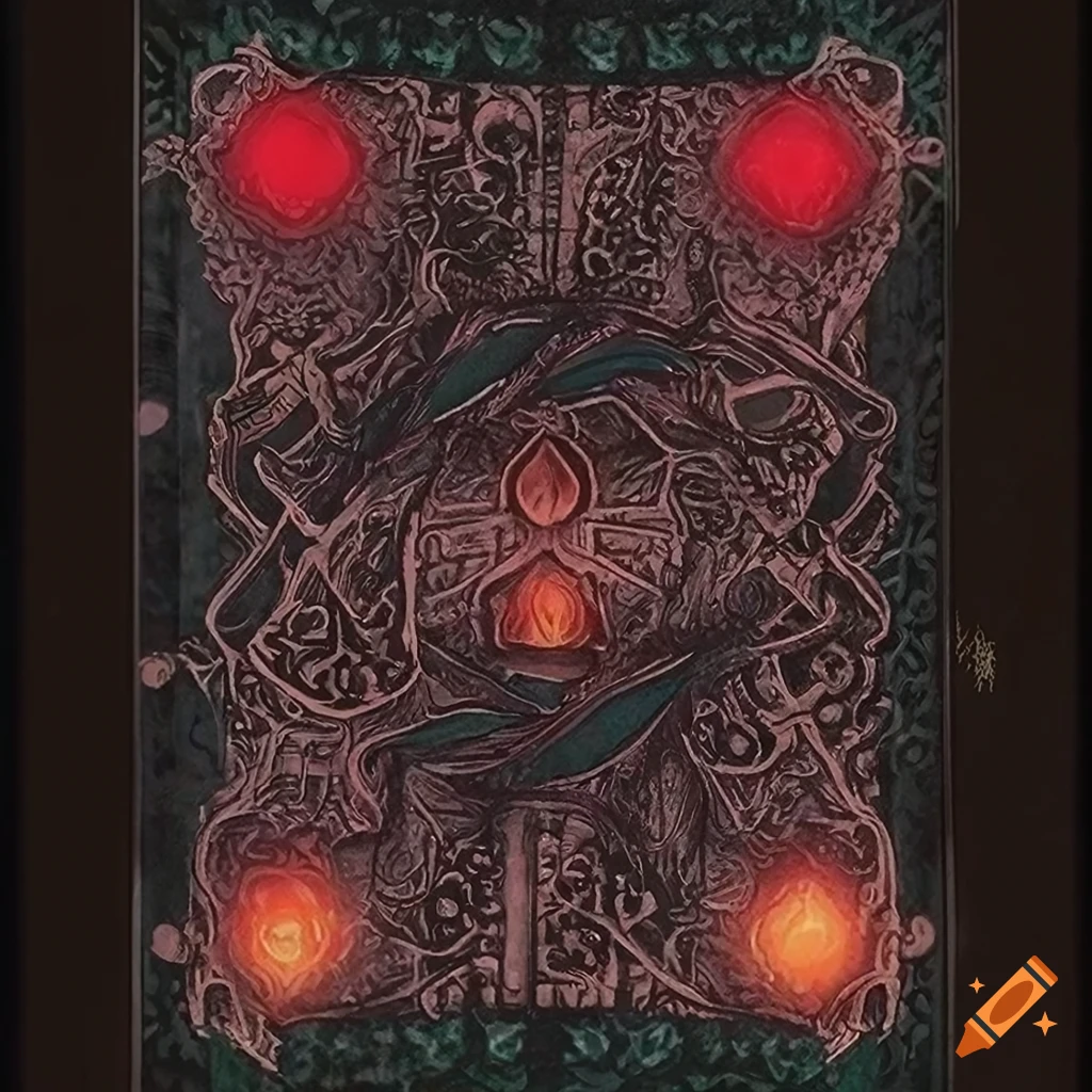 Dark and intriguing card design with a city skyline on Craiyon