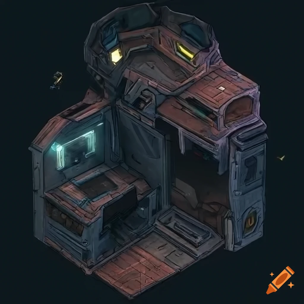 Modular isometric concept art of a futuristic game world on Craiyon