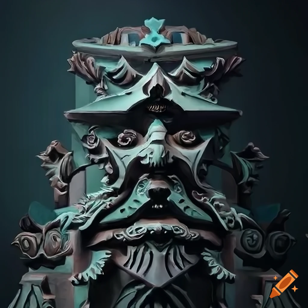 Detailed architectural carving with zelda game motif