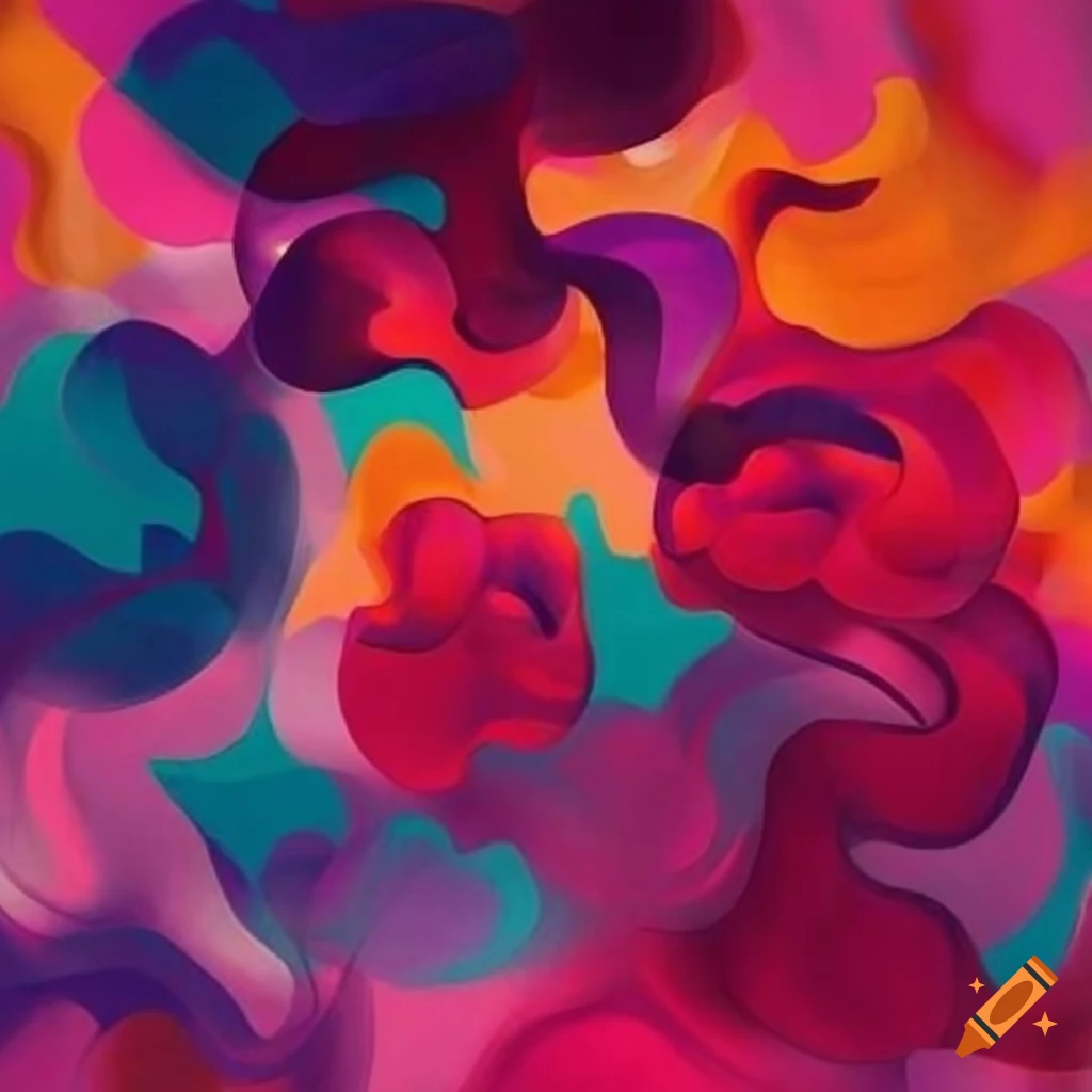 Abstract Art Design With Flowers And Lines
