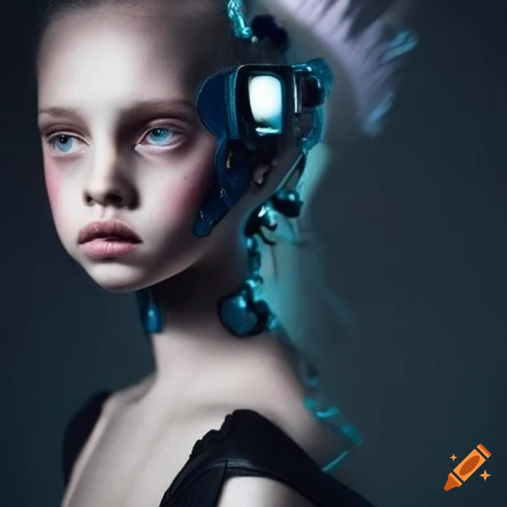 Photograph of a futuristic cyborg girl on Craiyon