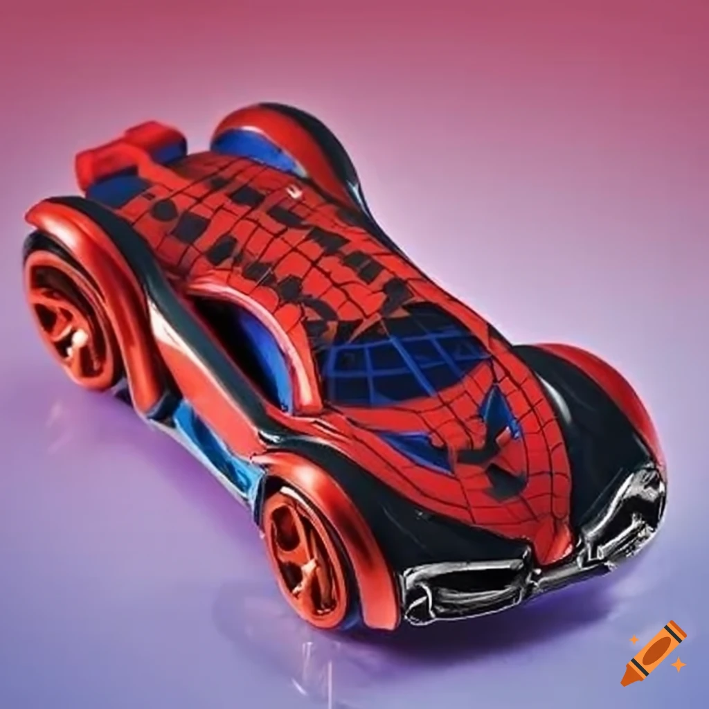 Spiderman action figure with hot wheels toy cars on Craiyon