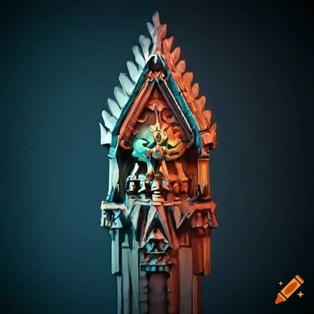 Architectural stave carving artwork with zelda game motif on Craiyon