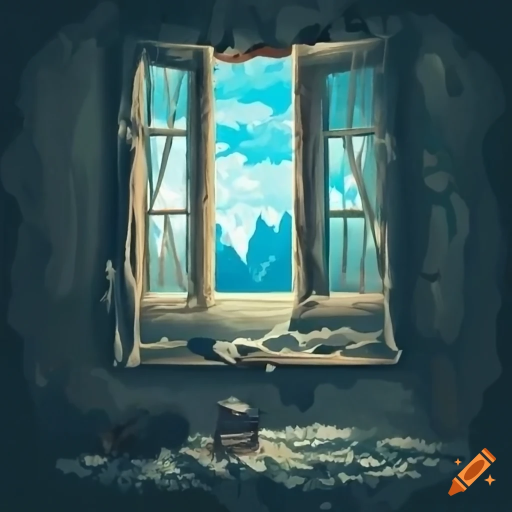 Window view of nature, easy to paint on Craiyon