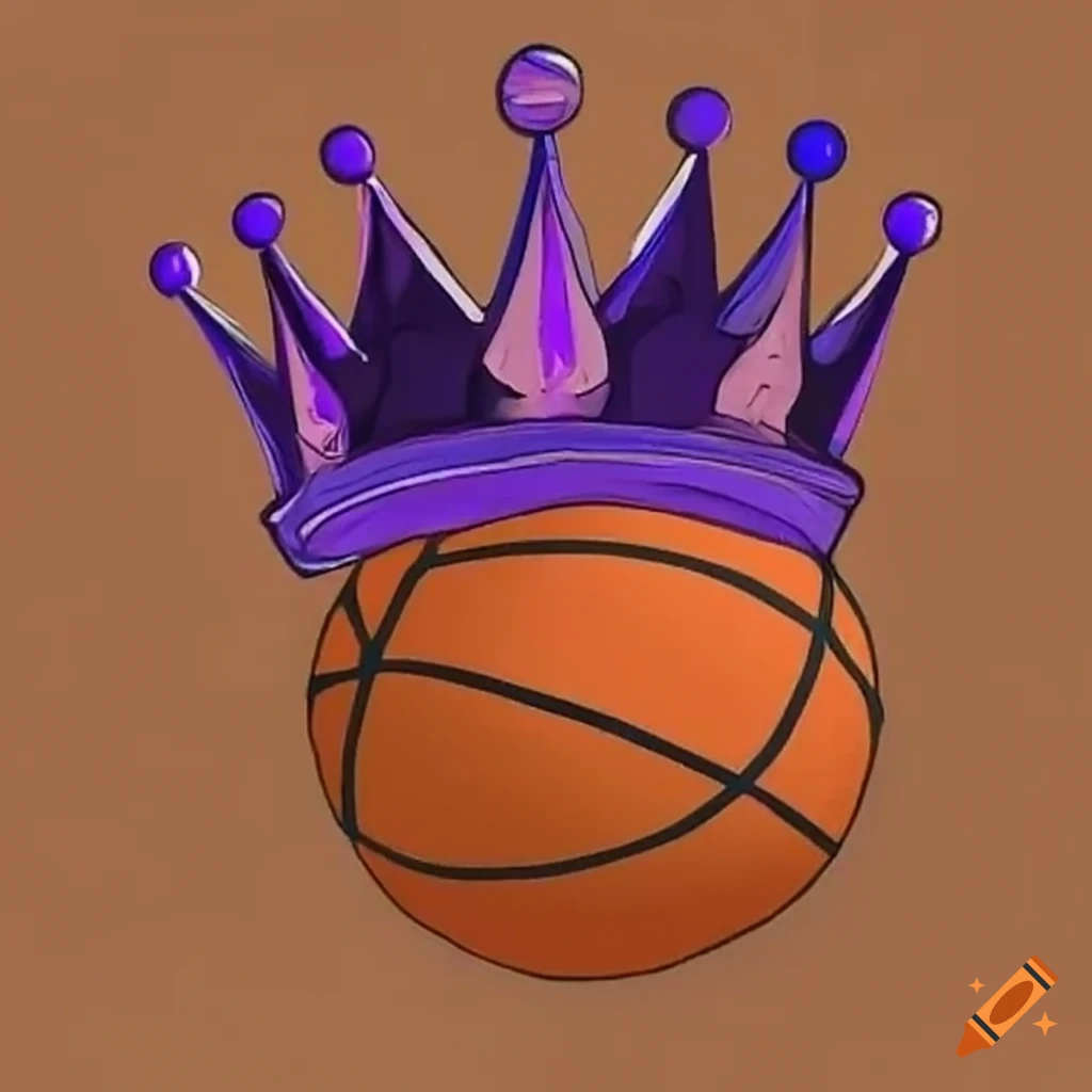 Purple crown on orange basketball on Craiyon