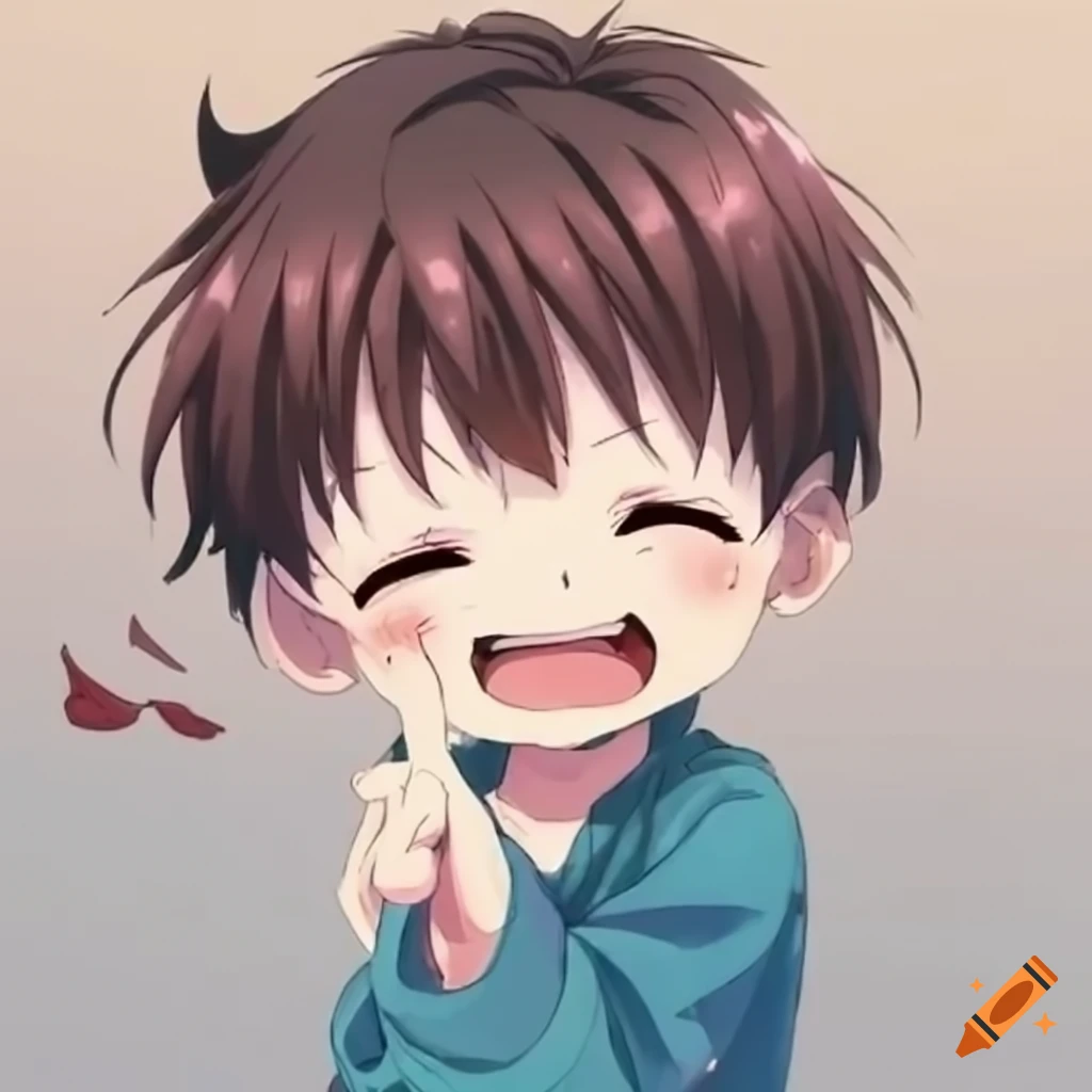 Anime kid laughing uncontrollably on Craiyon