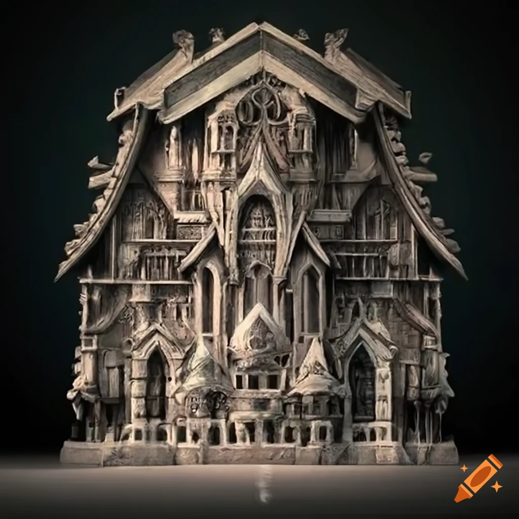 Detailed carving in a zelda game style