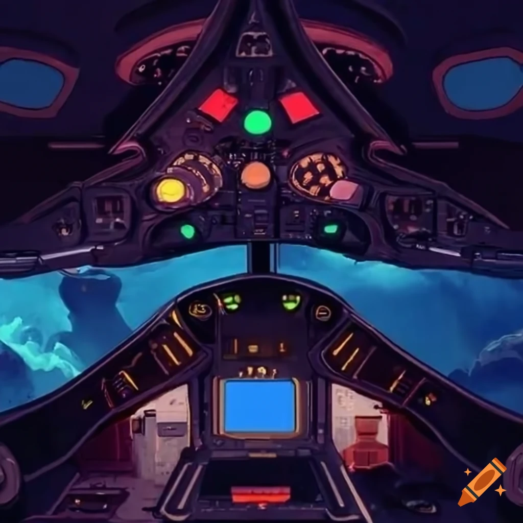 Studio ghibli spaceship cockpit on Craiyon