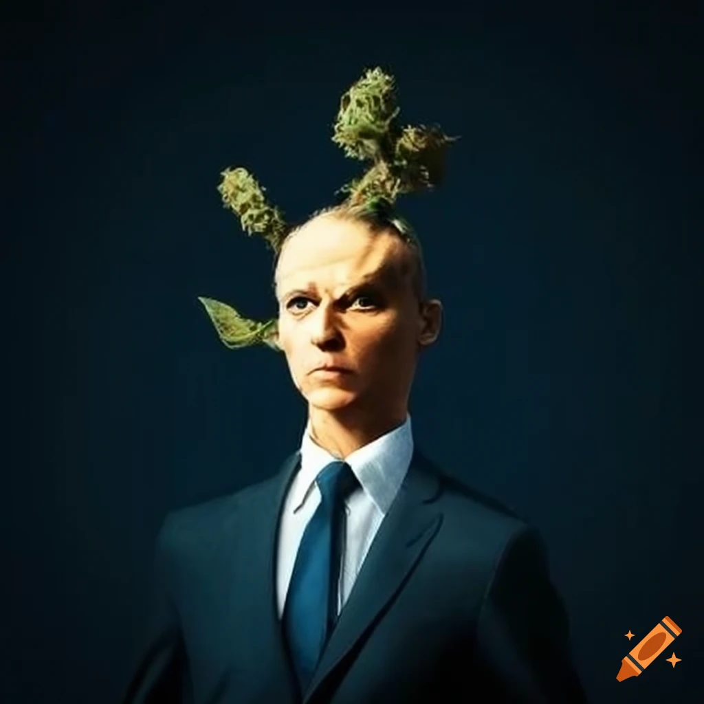 Weed bud dressed in a business suit