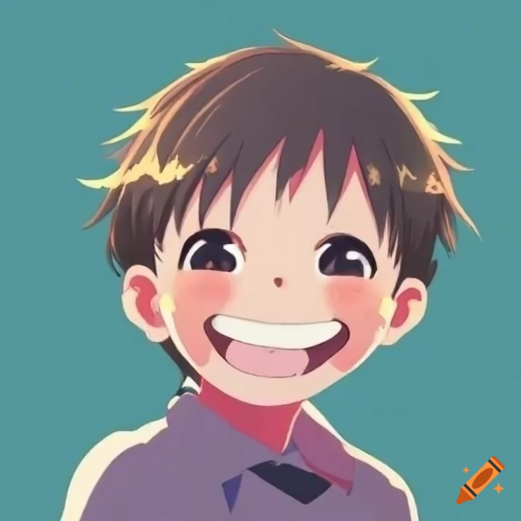 Adorable anime kid trying not to laugh