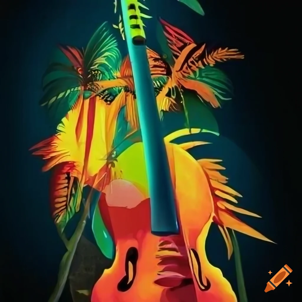 Colorful tropical music poster on Craiyon