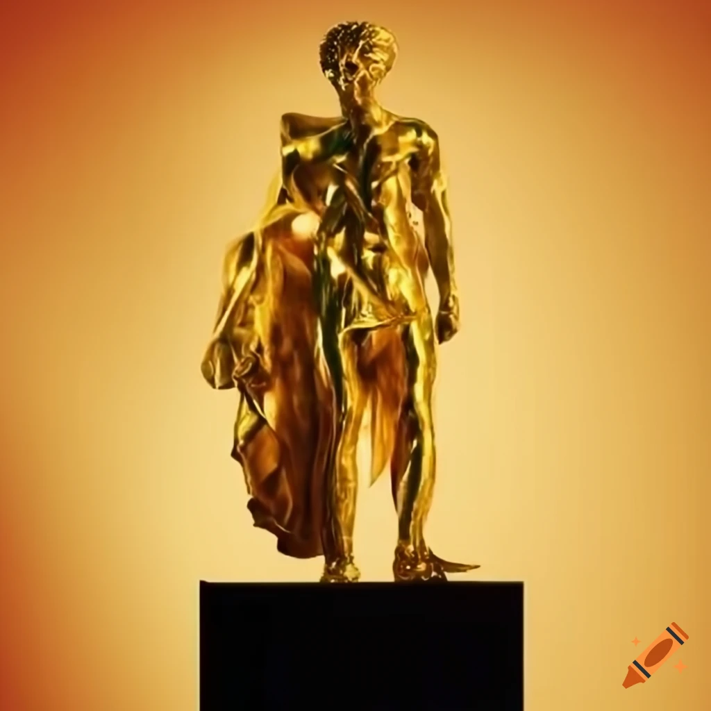 Marble gold statue of terry fox running on Craiyon