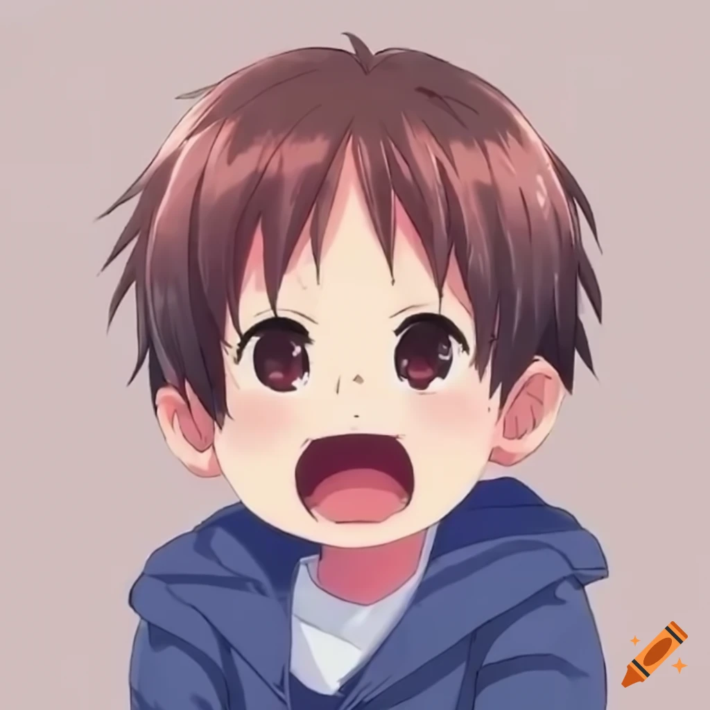Cute anime kid laughing uncontrollably on Craiyon