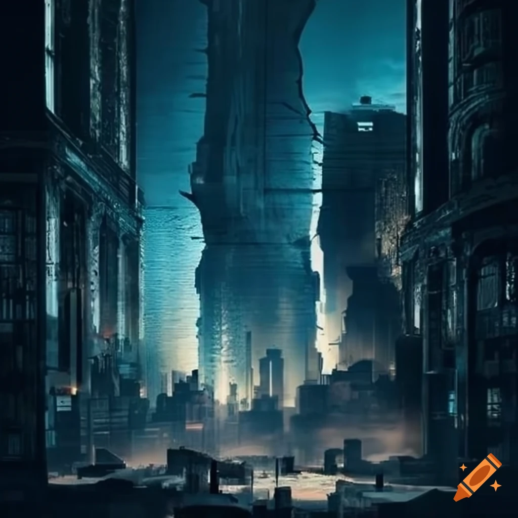 Image of a dark dystopian underground city with a glass dome