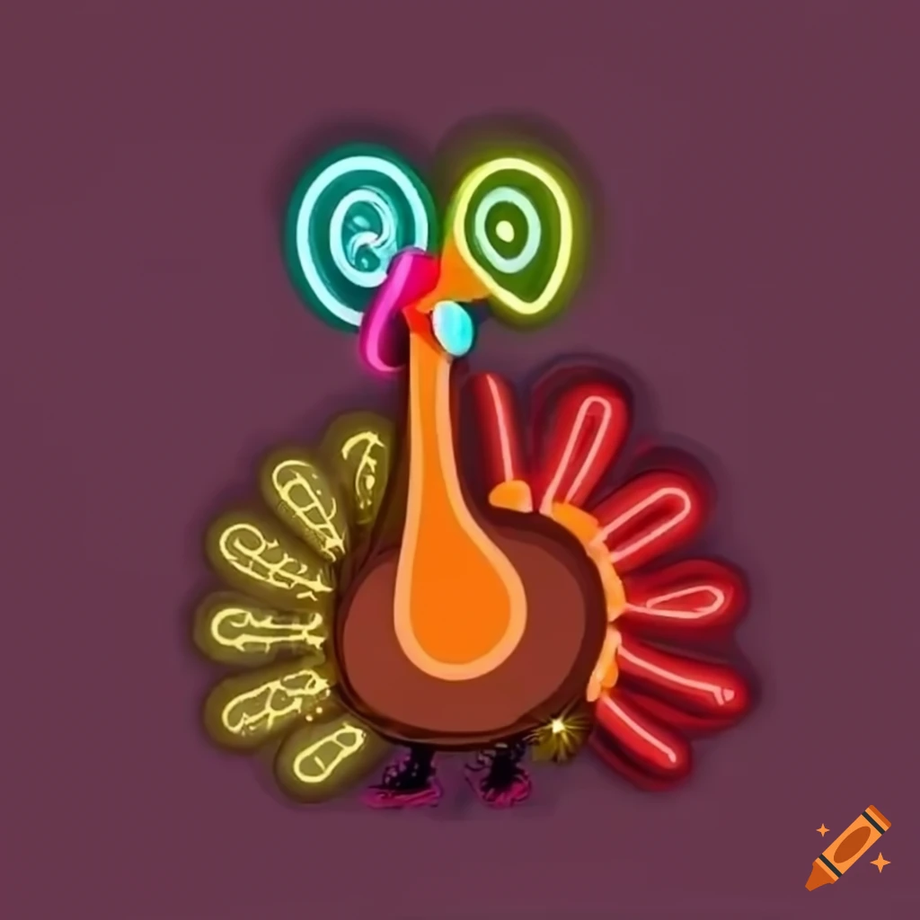 Comedic thanksgiving scene with a skateboarding turkey on Craiyon