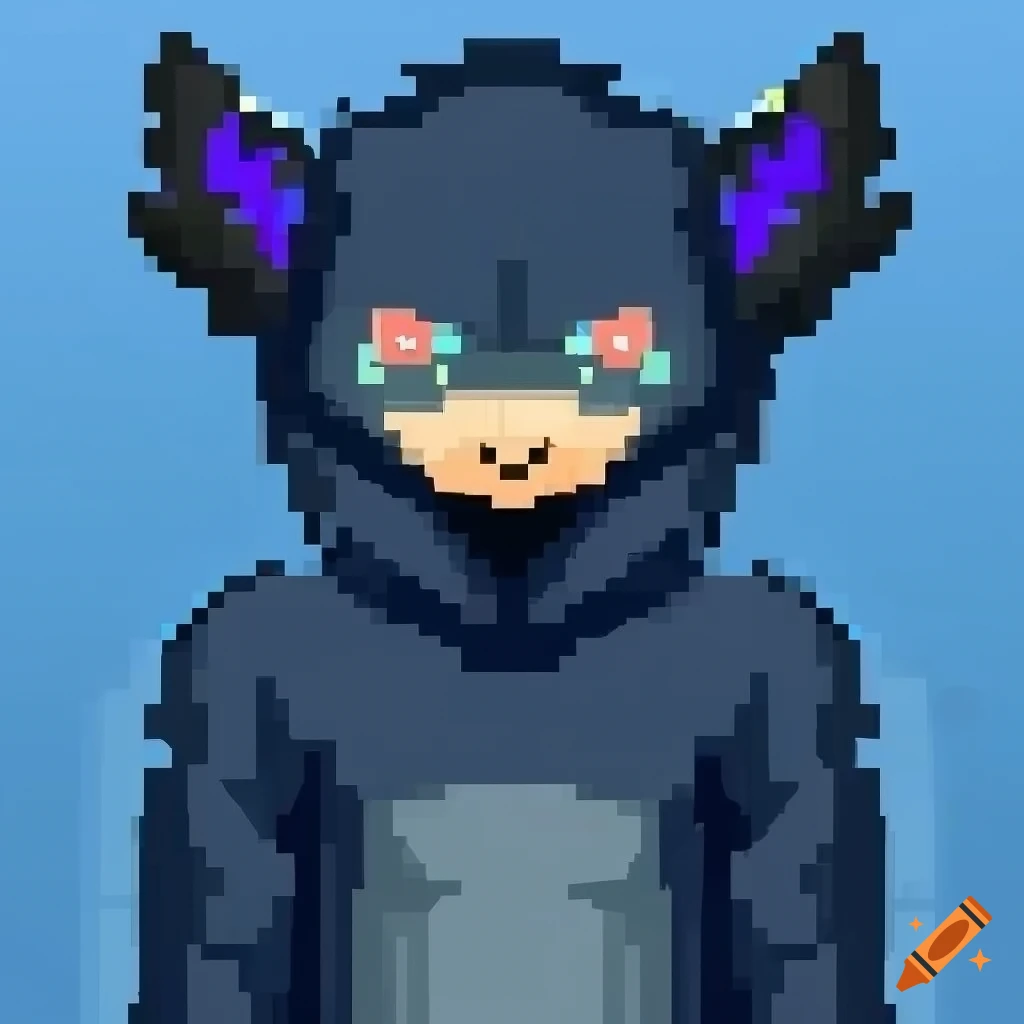 Pixelated artwork of a cute smiling axolotl kobold anthro furry in a ...
