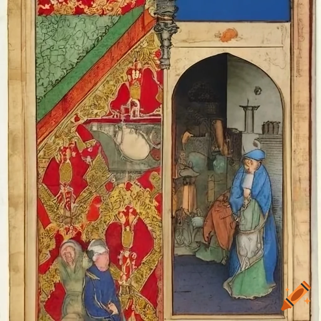 Intricate medieval illuminated manuscript artwork on Craiyon