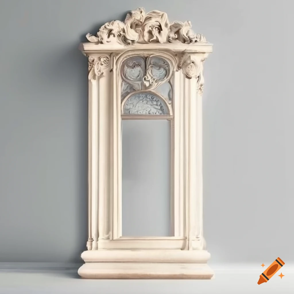 Rococo window pillars and altar on white wall on Craiyon